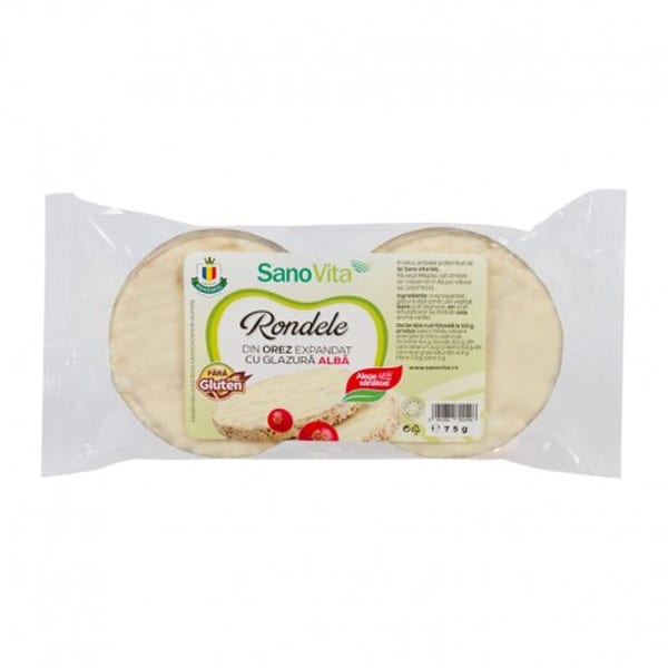SANOVITA Rondele din orez cu glazură albă 66g | Market Gradimex